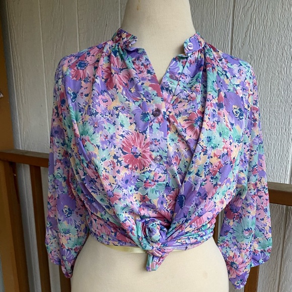 Tops | Vintage Floral Pastel Blouse | Poshmark